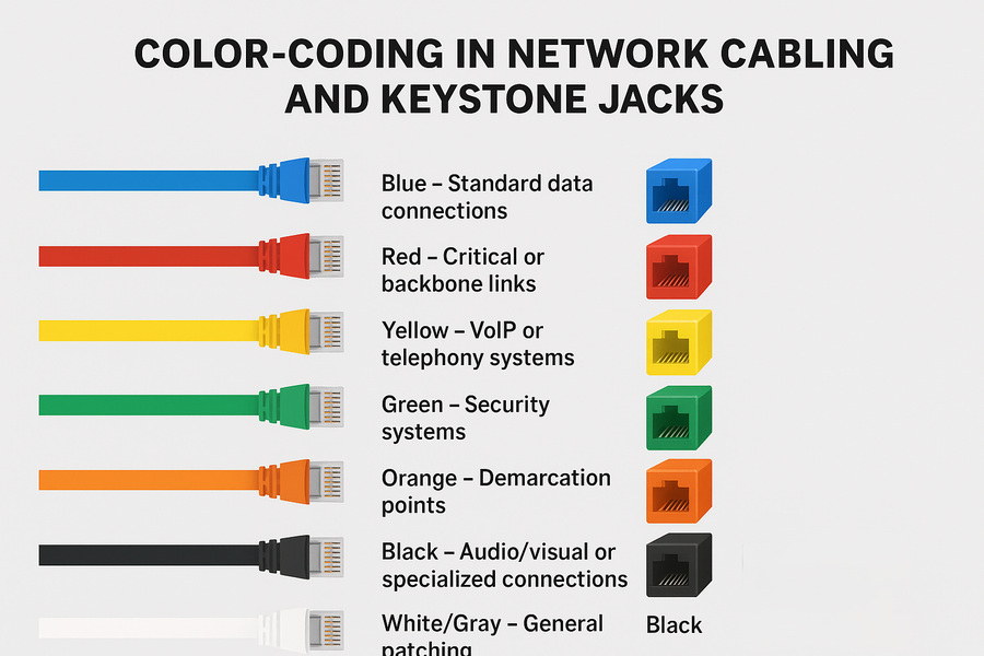 The Role of Color-Coding in Network Cabling and Keystone Jacks