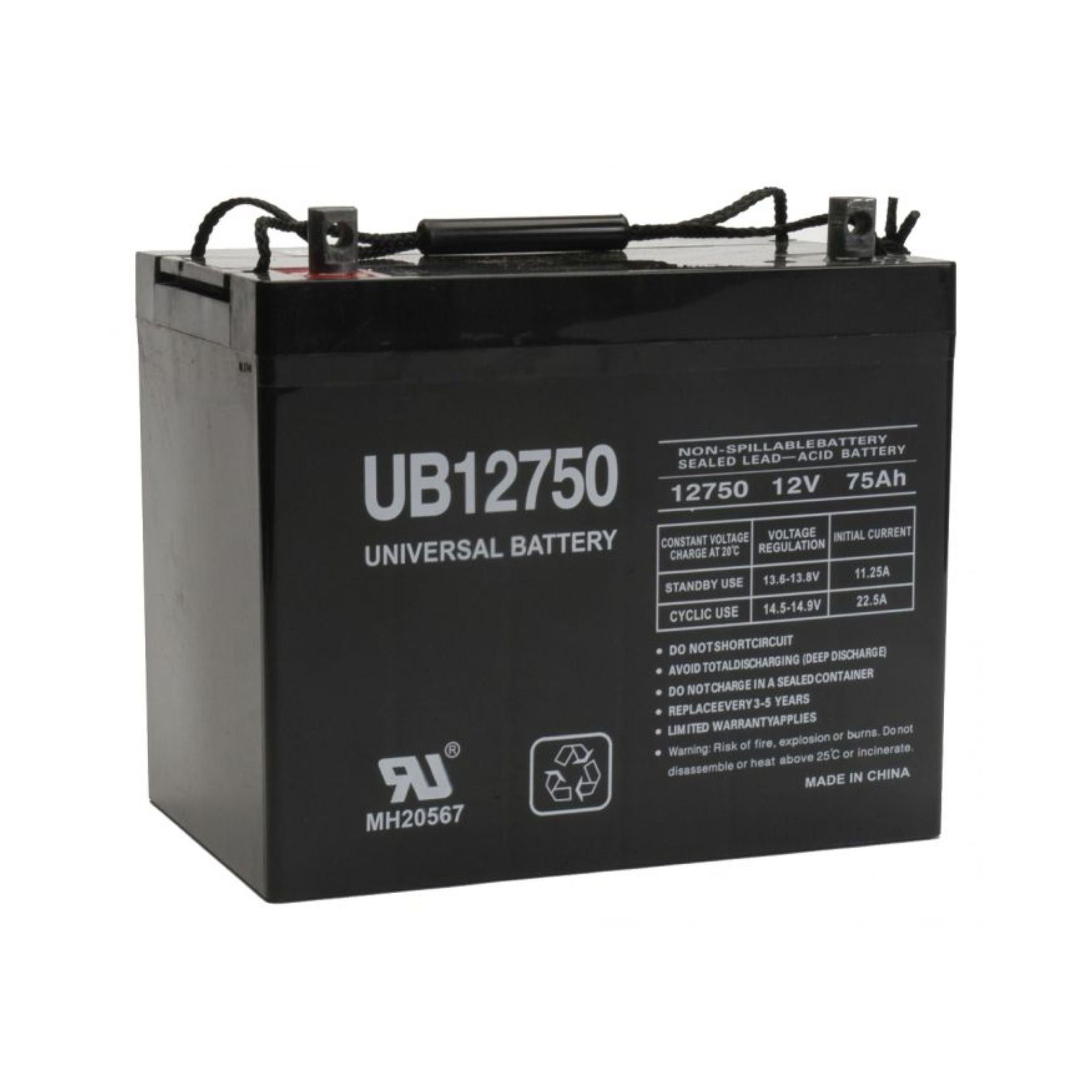 UPG BATTERIES SEAL LEAD ACID BATTERY 12 VOLT 75 AH INTERNAL THREAD TER